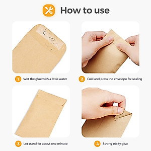 ACSTEP 100 Pack #1 Paper Kraft Seeds Envelopes 2-1/4 X3-1/2, Small Coin Envelope 2x3 For Key, Tip, Seeds Packets, Self Adhesive Water Glummed Mini Tiny Envelopes