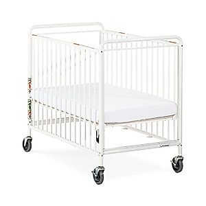 Foundations Chelsea Euro Clearview Metal Evacuation Crib, Compact Mini Size, 3" Commercial Grade Casters, White