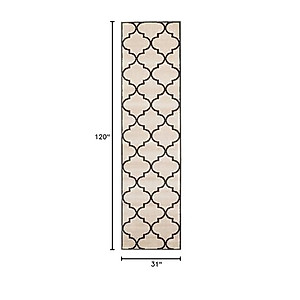 Unique Loom Trellis Collection Modern Morroccan Inspired with Lattice Design Area Rug, Runner 2' 7" x 10' 0", Beige/Black