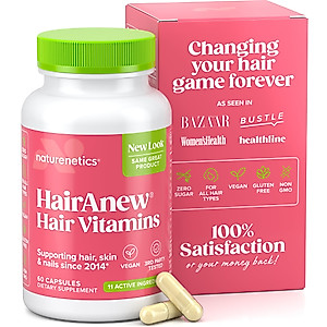 Naturenetics HairAnew Hair Growth Vitamins for Women & Men - Hair Vitamins For Faster Hair Growth & Thickness - Part of Proceeds go to Hair Loss Charity - Vegan Hair Supplement For Hair Skin Nails (1)