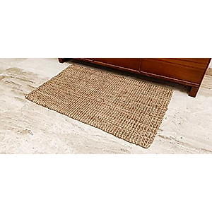 Natural Jute Boucle 2x3' Doormat, Hand Woven & Reversible for Living Room Kitchen Entryway Rug, Jute Burlap Braided Rag Rug, Farmhouse Rag Rug, Rustic Rug, Natural Look Rug