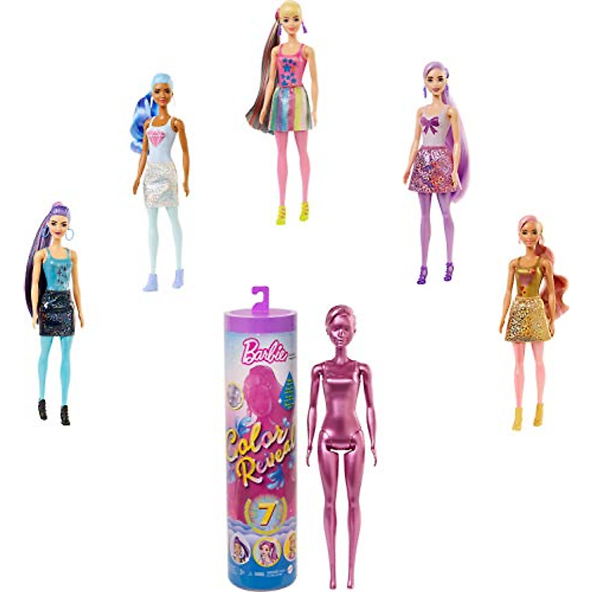 Barbie Color Reveal Doll & Accessories, Shimmer Series, 7 Surprises, 1 Barbie Doll (Styles May Vary)