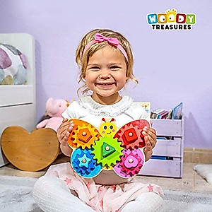 Wooden Toys - Montessori Toys for 2 Year Old Girls and Boys - Toddler Puzzles - Shape Sorting Matching Gear Game - Educational Toddler Toys Age 2-3 - Great Preschool Learning Activities