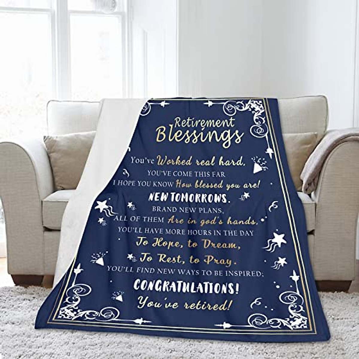 Retirement Gifts for Women Men 2023,Happy Retirement Appreciation Gift for Mom Boss Coworkers,Retire Party Gifts for Friends,Grandma,Teachers,Nurses Retired Gifts for Men Women Throw Blankets 60"x 50"