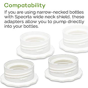 PumpMom Pump Bottle Adapter, Baby Bottle Thread Changer Converter for Spectra S1 S2 Pump Wide Mouth Flanges to Use Standard Sized Bottles. Compatible with Medela, Ameda, Dr. Brown Narrow Neck Bottles