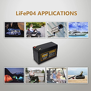 NERMAK 12V 10Ah Lithium LiFePO4 Deep Cycle Battery, 2000+ Cycles Rechargeable Battery for Solar/Wind Power, Small UPS, Lighting, Power Wheels, Fish Finder and More, Built-in 10A BMS