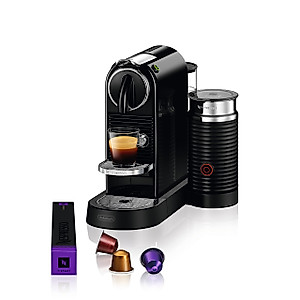 Nespresso CitiZ Coffee and Espresso Machine by De'Longhi with Milk Frother, Black, 9.3 x 14.6 x 10.9 inches
