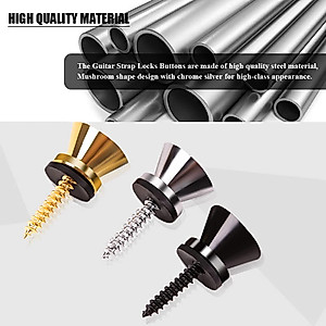 Guitar Strap Locks Buttons Metal End Pins with Mounting Screws for Acoustic Classical Electric Guitar Bass Ukulele