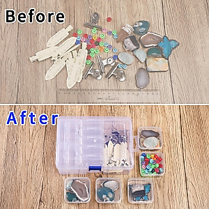Bead Organizer Box, 14Pcs Small Clear Plastic Storage Containers, 1 Large Craft Organizer Box,Mini Parts Storage Solution for Beading Jewelry Making Diamond Arts Screws Seeds