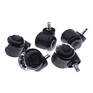 Slipstick Premium Rubber Office Chair Caster Wheel Replacements (Set of 5) for All Hard Surface Floors and Carpet, Heavy Duty 2 Inch Twin Rollerblade Chair Wheels with Universal Fit 7/16” Stem, CB684