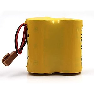 (2-Pack) BR-CCF2TH 6V Lithium Replacement Battery for Fanuc oi Mate Model-D, Panasonic Controls, PLC Computer Ge Fanuc A06 Series A98l-0001-0902, BR-CCF2TE CNC Coaster (Cutler Hammer), Brown Connector