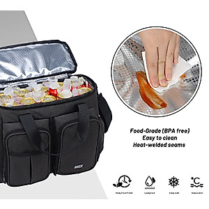 MIER Lunch Box for Men Heavy Duty 20 Cans Large Insulated Lunch Bag Leakproof Soft Cooler Bags with Multiple Pockets for Adult Women Work (Black, Medium)