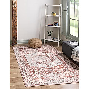 Unique Loom Oxford Collection Area Rug - Sheldonian (10' x 14' Rectangle, Pink/Ivory)