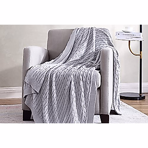 The Nesting Company – Oak 100% Cotton Cable Knit 50" x 70" Throw Blanket (Gray)