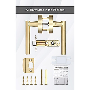 goldenwarm Gold Interior Door Handles, Gold Privacy Lever Door Handle, Heavy Duty Interior Bedroom Door Lever Pack, Gold Door Handles Interior for Bathroom (3 Pack)