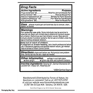 Forces of Nature - Natural, Organic Muscle Pain Relief (4ml) (Packaging May Vary)