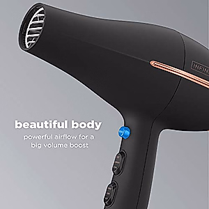 INFINITIPRO BY CONAIR Hair Dryer with Diffuser, 1875W AC Motor Pro Hair Dryer with Ceramic Technology, Includes Diffuser and Concentrator, Black