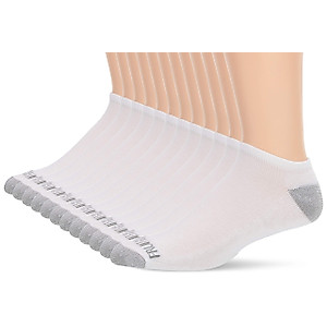 Fruit of the Loom Men's 12 Pair Pack Dual Defense Cushioned Socks, White, 6-12