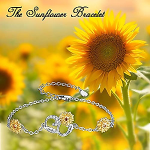 Cuoka Sunflower Bracelet 925 Sterling Silver Sunflower Jewelry For Women Girlfriend with Box