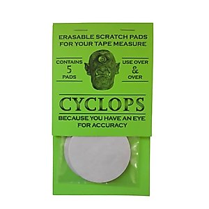Cyclops Erasable Scratch Pads for Tape Measure, Construction, Woodworking Tool - 5 Pads - Write Measurements & Notes - Great Stocking Stuffer, Gift for Men & Women