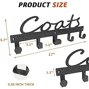 Jorohiker Coat Rack Wall Mount,Towel Rack 5-Tri-Hooks Heavy Duty Coat Hanger Rail Wall Hooks for Hanging Coats Hats Clothes Purse Mudroom Entryway, Black