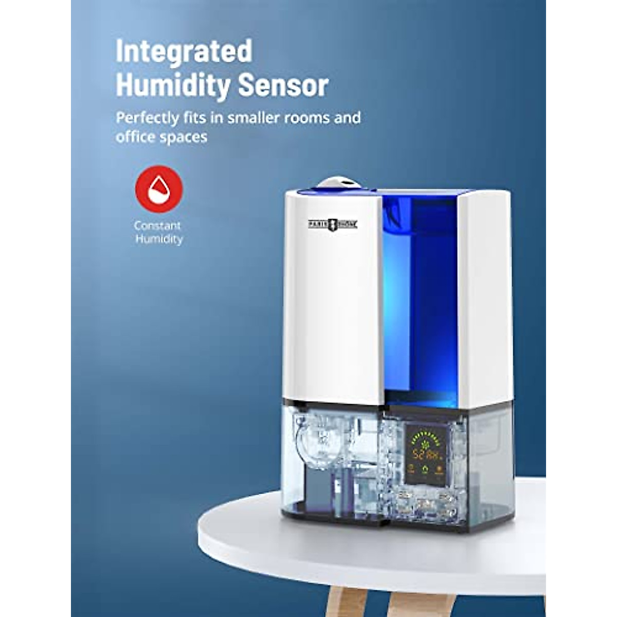 Humidifiers for Bedroom, Upgrade 4L Cool Mist Humidifiers with Humidistat, PARIS RHÔNE Smart Vaporizer humidifier for Home Large Room, LED Display, Quiet Operation, Sleep Mode, 24H Timer, Night Light