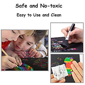 IRuiYinGo Scratch Art Paper for Kids - 64Pcs Rainbow Magic Scratch Off Sheet for DIY Art Craft Project, Birthday Christmas Easter Gifts Party Favors