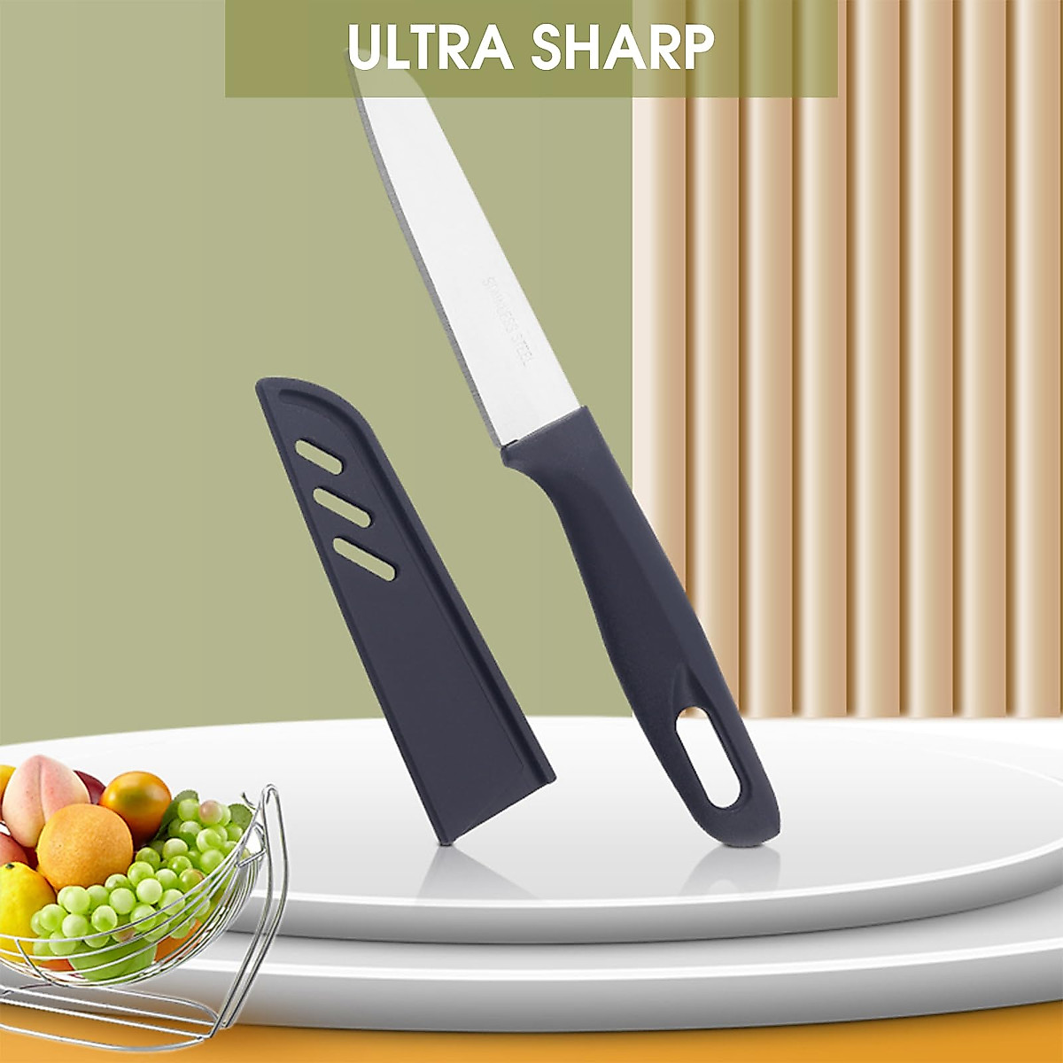 Paring knife 20 pieces Paring Knives Ultra Sharp Vegetable and Fruit Knife with Sheath Cover,Rust Proof Stain Resistant German Steel Small Kitchen Knife (10PCS Peeling Knives and 10PCS Knife Sheath)