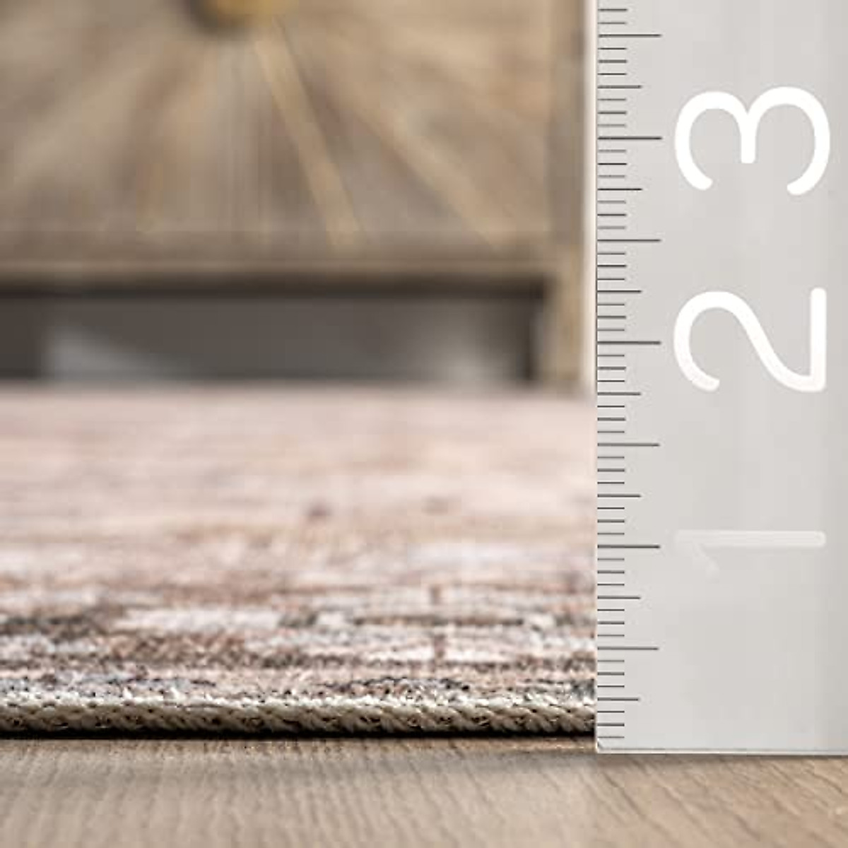 nuLOOM Devin Machine Washable Vintage Medallion Accent Rug, 2' x 3', Light Brown