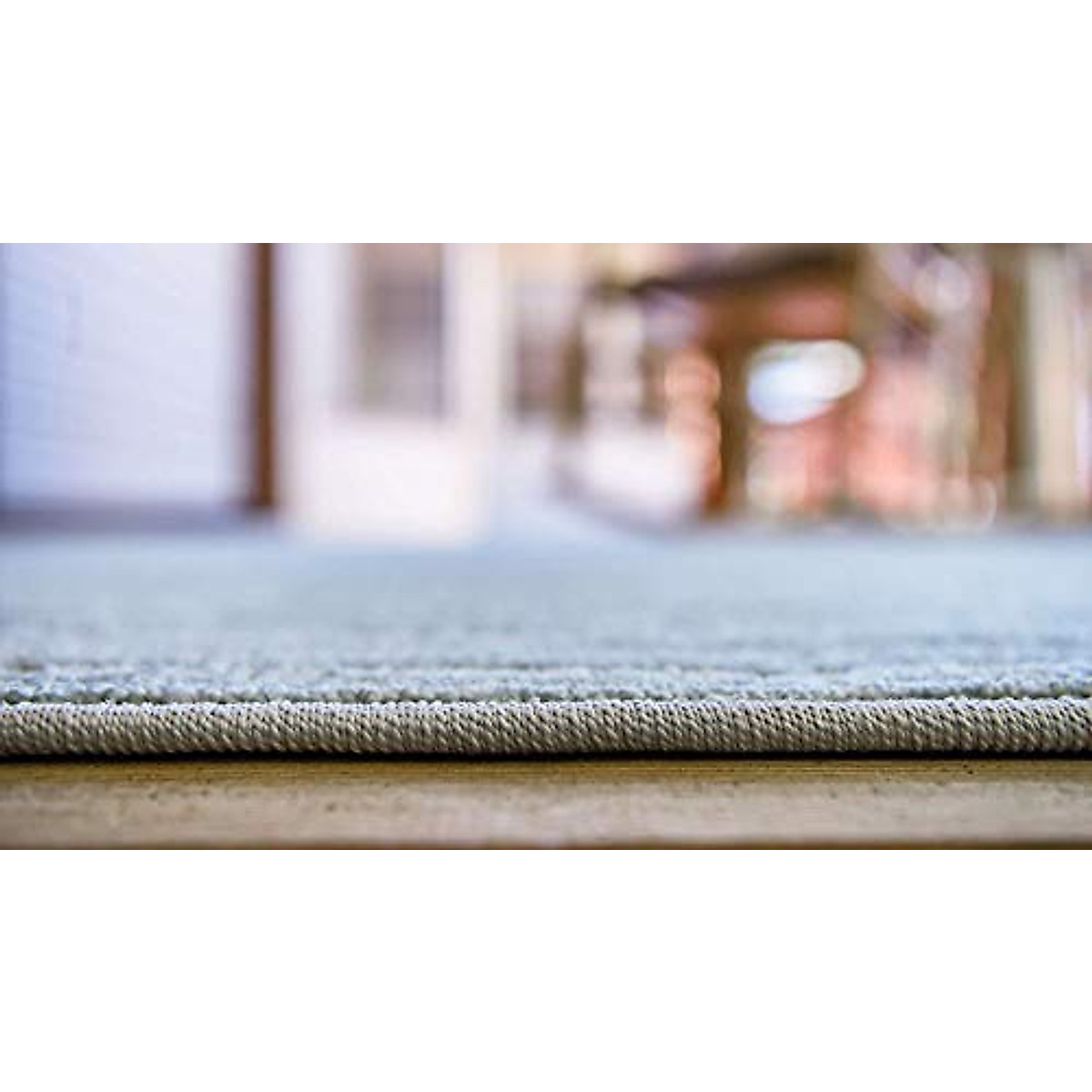 Unique Loom Sabrina Soto Outdoor Collection Geometric, Modern, Vibrant, Striped Carved Area Rug, 9 ft x 12 ft, Light Blue/Ivory