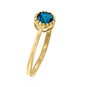 Canaria 0.60 Carat London Blue Topaz Ring in 10kt Yellow Gold. Size 5
