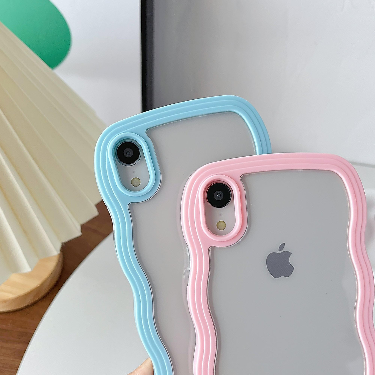 Caseative for iPhone Xr Case, Cute Curly Wave Frame Shape Shockproof Soft Compatible with iPhone Case (White,iPhone Xr)