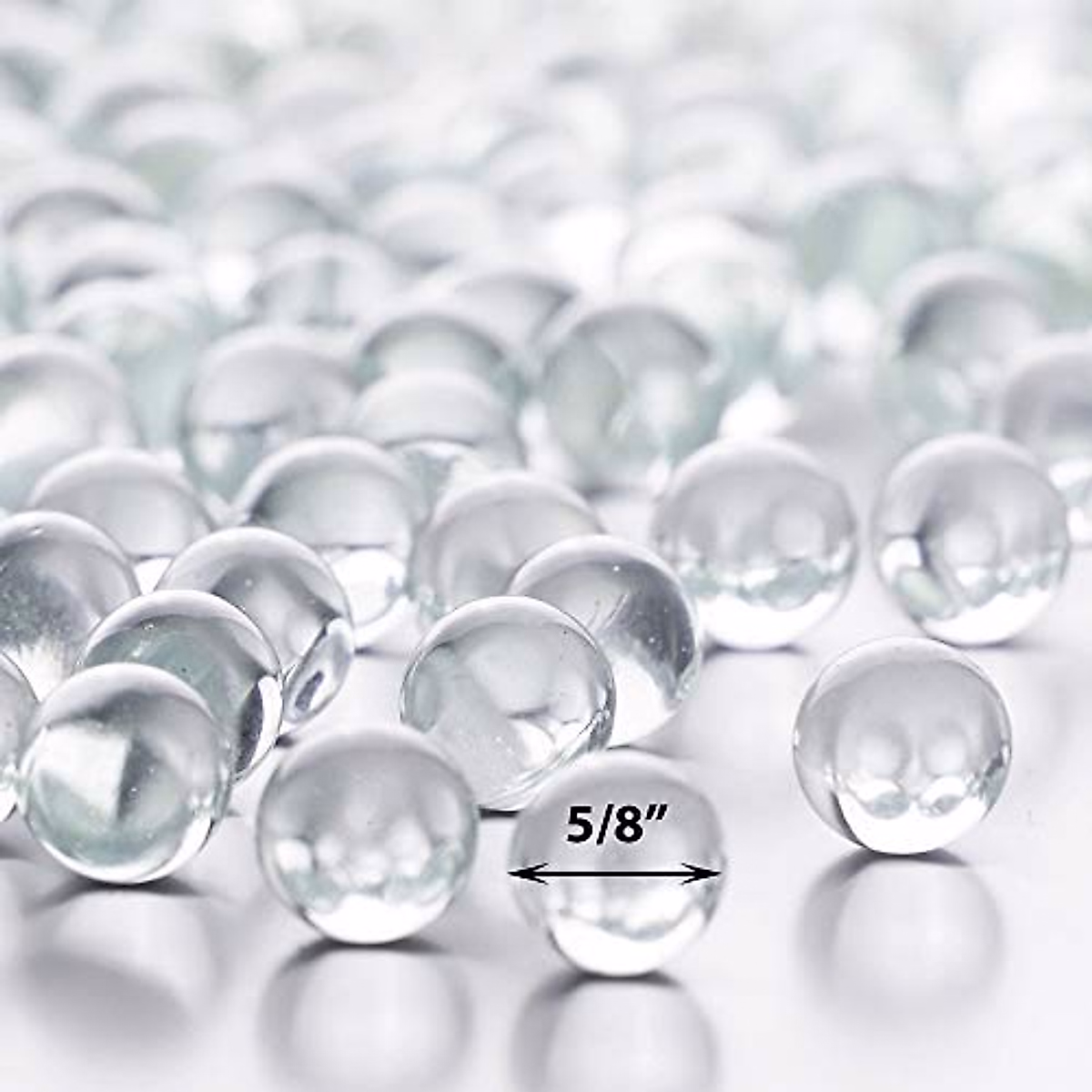 CYS EXCEL Clear Glass Marble Gemstone Vase Filler (1 LB) | Multiple Color Choices Aquarium Glass Round Marble Beads | Decorative Mosaic Glass Gem Pebbles (Approx. 80-93 PCS)