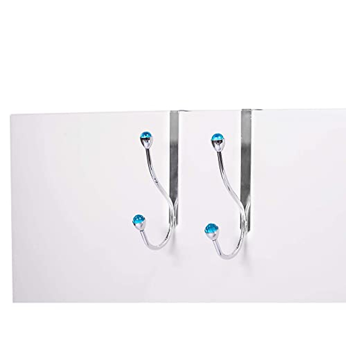 Elegant Home Fashions Single Hook Over The Door Hanger with Blue Acrylic Jewel Finish