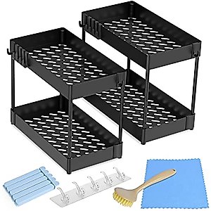 2-Pack Under Sink Organizer, Bathroom Organizer, Comes with 4 practical gifts, Cabinet Organizer, Suitable for Multifunctional storage rack for kitchens, bathrooms, countertops, and under counters
