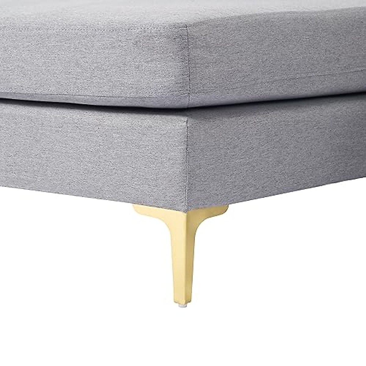 ERYE Soft Polyester Sofa&Couch with Left Lounge Chaise, L-Shaped Corner Upholstered Couch W/Pillow-Top Armrest & Golden Metal Legs for Living Room Furniture Sets, 79.5", Light Gray-005