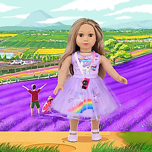 American18 Inch Doll Clothes and Accessories Travel Suitcase Play Set- Girl Doll Accessories Including Suitcase Luggage , Pillow, Sunglasses, Camera, Passport, Phone for Girls 18" Doll(No Doll)