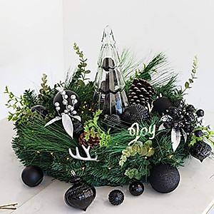 KI Store Black Christmas Balls 34pcs 2.36-Inch Christmas Tree Decoration Ornaments for Xmas Tree Halloween Wreath Garland Decor Ornaments Hooks Included