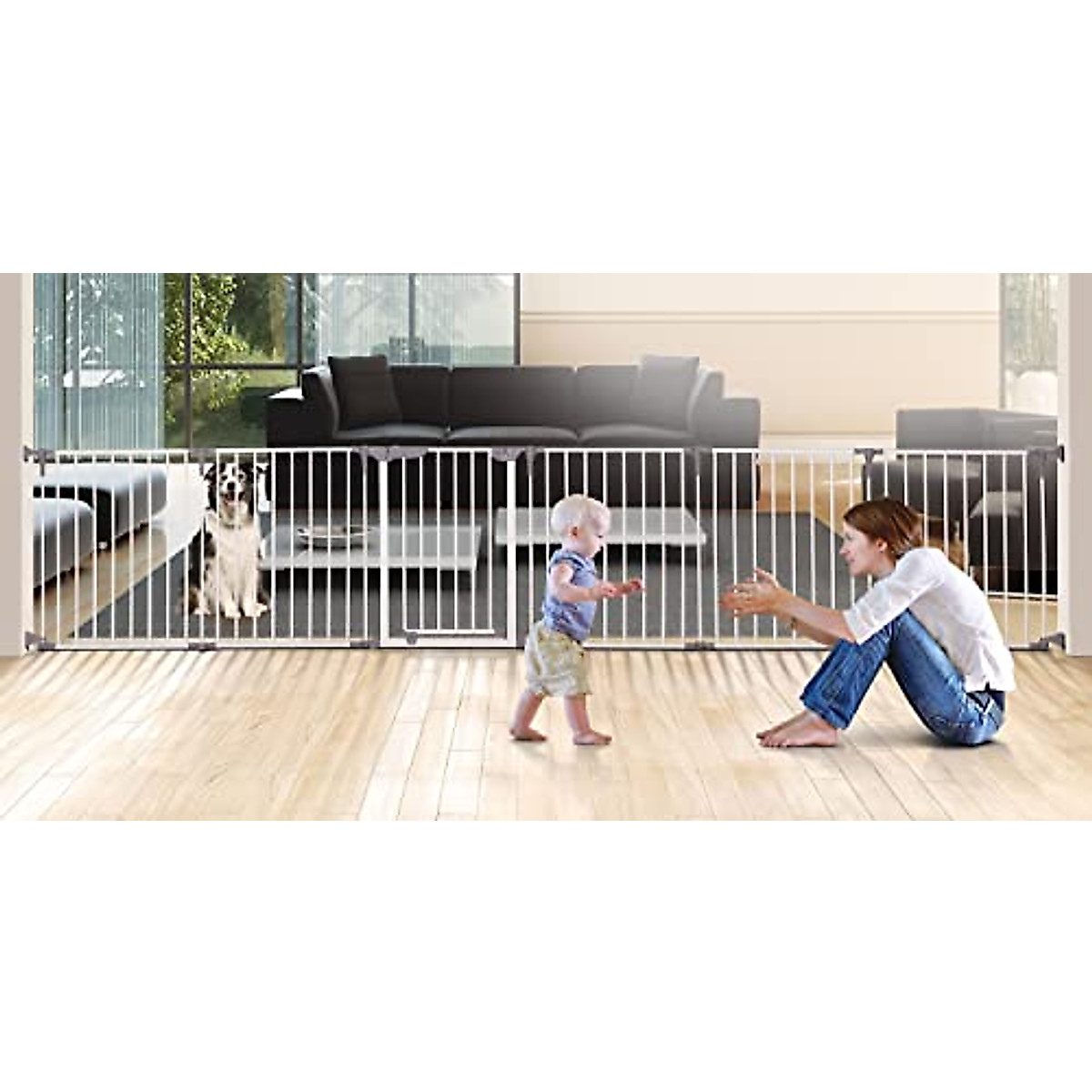 Dreambaby Royale Converta 3-in-1 Play Yard Baby Gate - with 6 Modular Panel - Fits Opening with 151 inch Wide & 29 inch Tall - White - Model L849