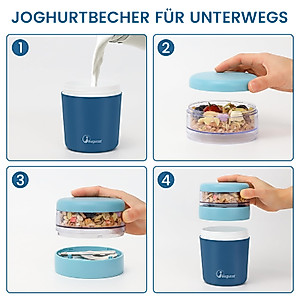 Bugucat Overnight Oats Containers with Lids,Snackle Box Container,500ml+150ml Yogurt and Fruit Holder Cereal Cup to Go with Lids and Spoon, Reusable Portable Cup Cereal Cup with Salad Container
