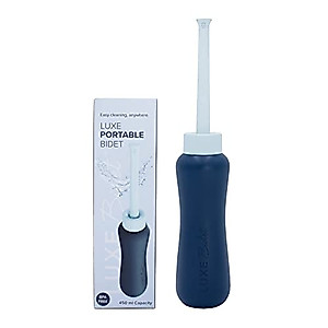 LUXE Bidet Portable Travel Bidet - 450-mL Capacity, Non-Slip, Ergonomic Bottle with Retractable Nozzle and High-Quality Storage Bag