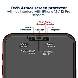 Tech Armor Ballistic Glass Screen Protector for iPhone 12 and iPhone 12 Pro [6.1 Inch] Display 3 Pack Tempered Glass, Case Friendly