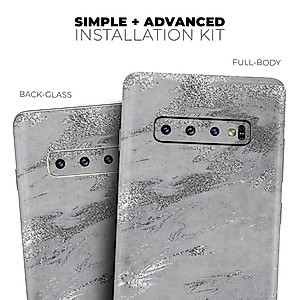 DesignSkinz Dark Silver Marble Swirl V9 Protective Vinyl Decal Wrap Skin Cover Compatible with The Samsung Galaxy S20 (Screen Trim &amp; Back Glass Skin)