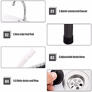 Goplus Portable Fish Cleaning Table with Sink, Folding Outdoor Camping Sink Station with Hose Hook Up, Heavy Duty Fillet Table with Faucet for Dock Beach Patio Picnic