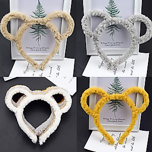 XISAOK Women Plush Headband Round Mouse Bear Ears Makeup Hair Hoop Bandana