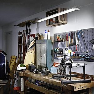 LEONLITE 10-Pack LED Shop Light 4FT, Deep Reflector, 40W 5000K Daylight Linkable LED Shop Light, Plug in Shop Light with Pull Chain (ON/Off), 4 Foot LED Shop Lights for Workshop, Garage, Shop