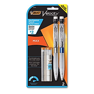 BIC Velocity Max Pencil, 0.5 Mm, Hb (#2), Black Lead, Gray Barrel, 2/pack