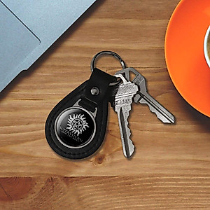 GRAPHICS & MORE Supernatural Anti Possession Symbol Black Leather Keychain