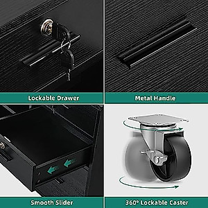 YITAHOME 55" Executive Desk and Lateral File Cabinet, 3 Drawers File Cabinet with Charging Station, L Shaped Desk Computer Desk Home Office Furniture Sets with Drawers & Storage Shelves, Walnut+Black