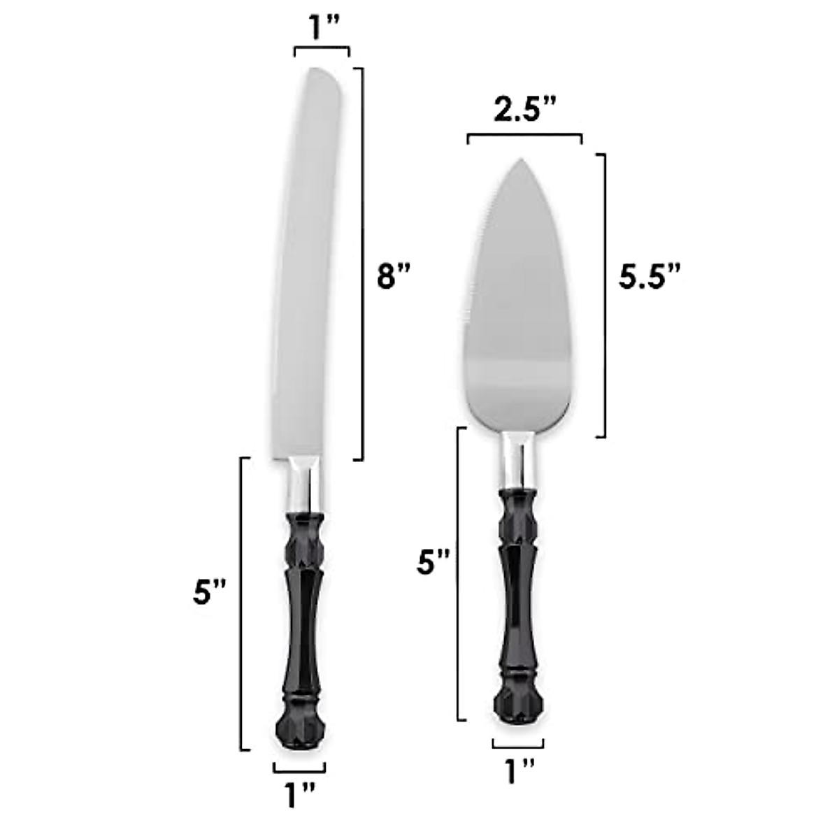 Homi styles Cake Knife and Server - Wedding Cake Knife Set - Serving Set for Receptions, Birthdays - Cake Cutting Set - Match the Color to Your Event Theme - Cake Knife and Cutter (Black)
